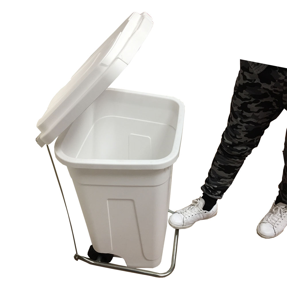 Bidone 80 Litri Bianco con pedale e ruote